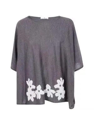 WHYCI Floral Embroidered Wool Cape