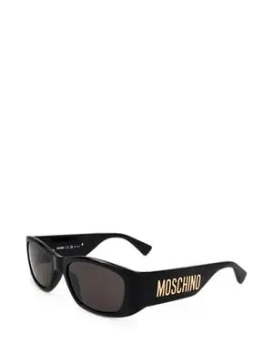 Moschino Logo-plaque Rectangle-frame Sunglasses - Black