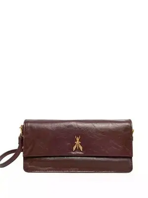 Patrizia Pepe Fly Logo Calf Leather Clutch Bag - Brown