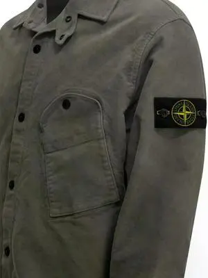 Stone Island Logo-patch Chest-pocket Shirt - Grey