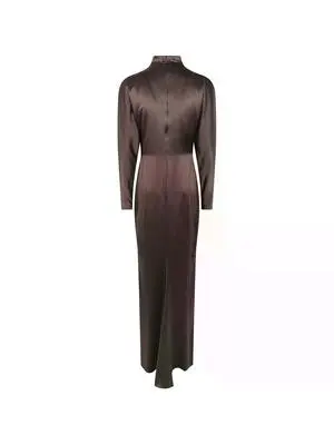 Max Mara Satin-finish Long-sleeve Maxi Dress