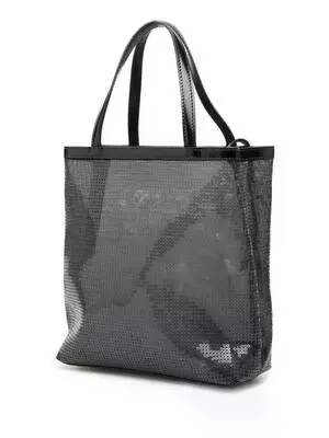 Prada 2000-2013 Small Sequined Mesh Logo Open Tote Bag