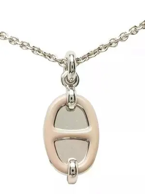Hermès Palladium Plated Mini Maillon Pendant Necklace - Silver
