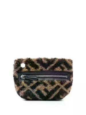Fendi 2010-2026 Zucca Shearling Pyramid Pouch - Brown