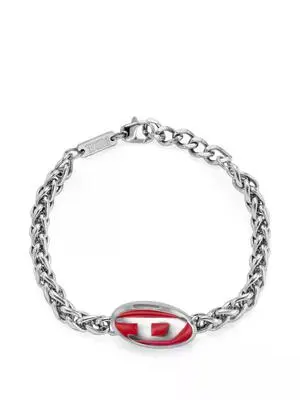 DIESEL® Red Enamel And Stainless Steel Chain Bracelet - Silver