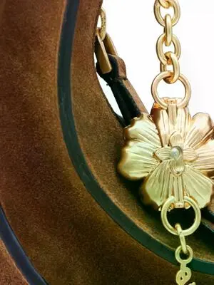 Farm Rio Flower-charm Suede Shoulder Bag