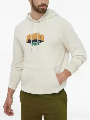 PUMA Logo-print Drawstring Hoodie - Neutrals