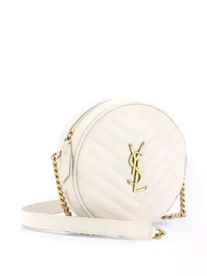 Saint Laurent Vinyle Round Camera Bag Matelasse Chevron Leather Crossbody Bag