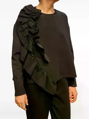 PSOPHIA Ruffled Long-sleeve Blouse - Black