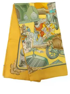 Hermès 1990-2010 Automobile Silk Scarf 90 Scarves - Yellow