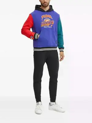 PUMA Colour-block Graphic-print Hoodie - Blue