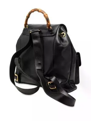 Gucci 20th Century Large Calfskin Bamboo Drawstring Backpack