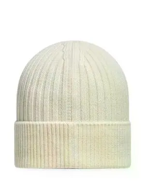 Moncler Ribbed-knit Virgin-wool Beanie Hat - Neutrals