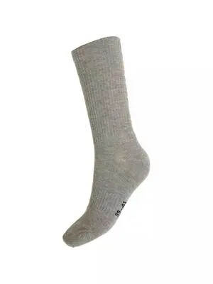 Wolford Logo-print Ribbed-knit Socks - Grey