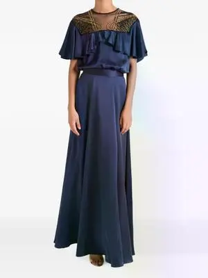 TEMPERLEY LONDON Amerie Pleated Maxi Skirt - Blue