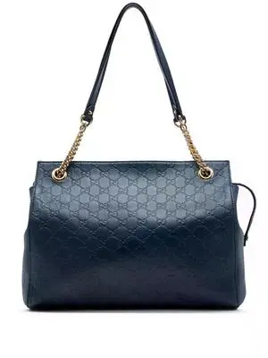Gucci 2016-2026 Medium Guccissima Soft Signature Tote Bag - Blue