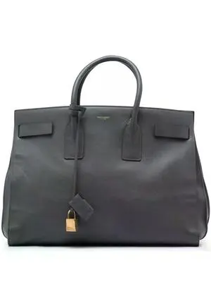 Saint Laurent 2012-2026 Large Smooth Calfskin Sac De Jour Tote Bag - Grey