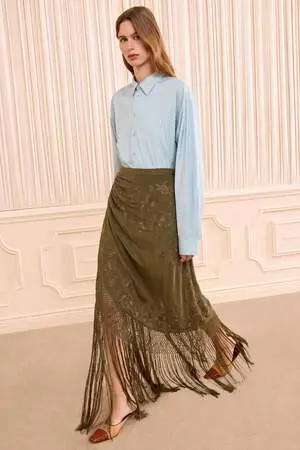 Ulla Johnson Lark Silk Fringe Skirt