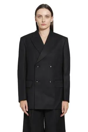 Junya Watanabe Double-breasted Pin Stripe Wool Blazer - Black