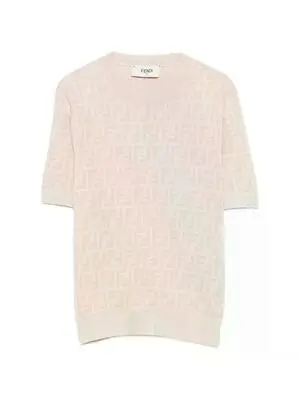 Fendi Ff-monogram Wool T-shirt - Neutrals