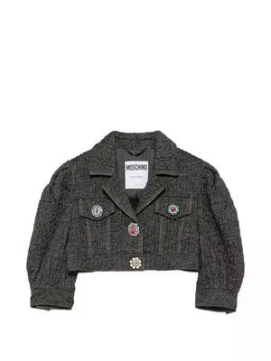 Moschino Crystal-embellished Cropped Jacket - Black