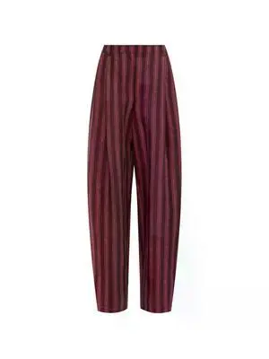 12 STOREEZ Sorbet Striped Linen Trousers - Red