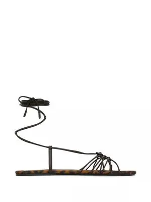Saint Laurent Babylone Multistrap Leopard Sandals - Brown