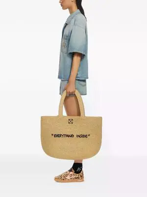Off-White Jitney Quote Raffia Tote Bag
