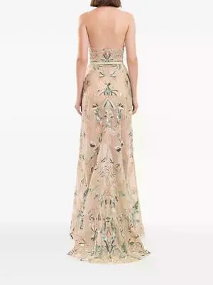 SAIID KOBEISY Embroidered Halter-neck Lace Maxi Dress