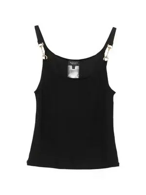 Gucci Viscose Crêpe Jersey Top With Horsebit - Black