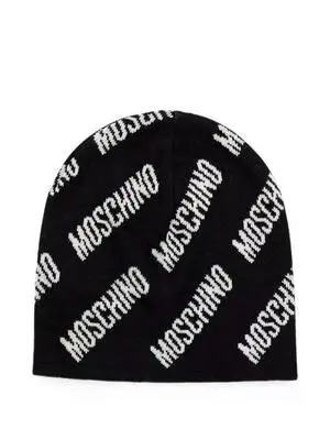 Moschino Logo-intarsia Beanie Hat - Black