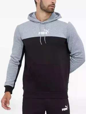 PUMA Logo-print Colour-block Hoodie - Grey