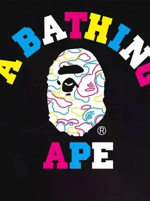 A BATHING APE Neon Camo College Logo T-shirt