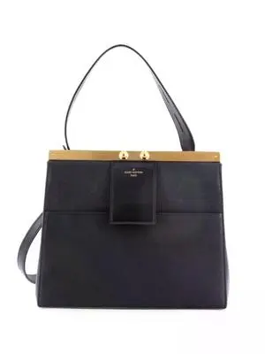 LOUIS VUITTON City Frame Top Handle Bag Taiga Leather Satchel - Black