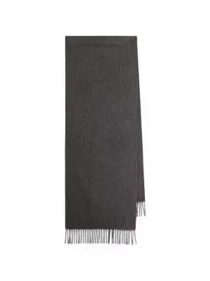 Saint Laurent Cassandre Embroidered Fringed Scarf - Grey