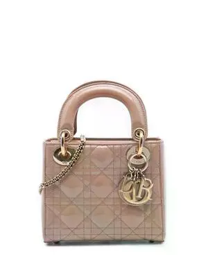Dior 2022 Mini Patent Cannage Lady Satchel - Brown
