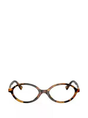 Miu Miu Tortoiseshell-effect Oval-frame Glasses - Brown
