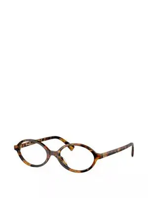 Miu Miu Tortoiseshell-effect Oval-frame Glasses