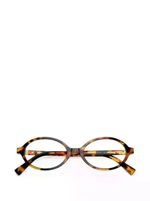 Miu Miu Tortoiseshell-effect Oval-frame Glasses