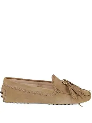 TOD'S Gommino Feather Tassel Loafers - Neutrals