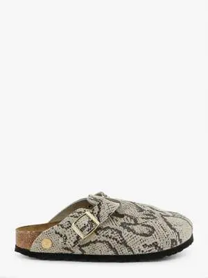 BIRKENSTOCK Boston Suede Sabot With Python Print