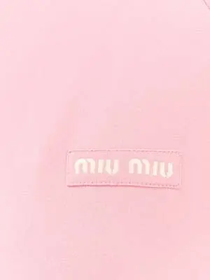 Miu Miu Silk Blend Cardigan With Embroidered Logo Patch