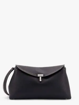 TOTEME Leather Clutch With Contrasting Stitching - Black