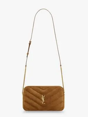 Saint Laurent Loulou Suede Bag With Cassandre Logo