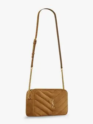 Saint Laurent Loulou Suede Bag With Cassandre Logo