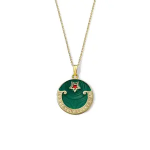 DÉCLARER Lucky Star Pendant Green Enamel Vermeil