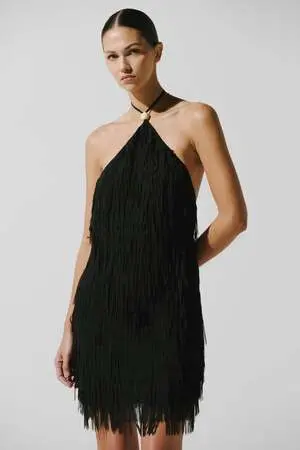 BAOBAB Cloe Mini Dress With Fringe And Resin Embellishments