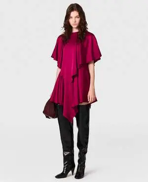 Stella McCartney Tiered Pleated Satin Mini Dress