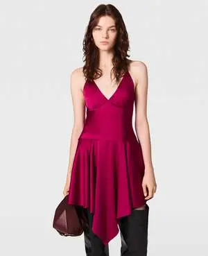 Stella McCartney Tiered Pleated Satin Mini Dress