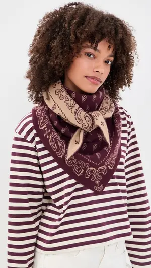 Guest In Residence The Wild Rag Triangle Scarf - Fig/camel
